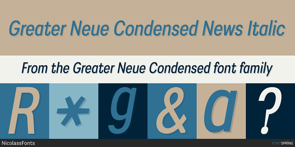 Greater Neue Condensed News Italic Font