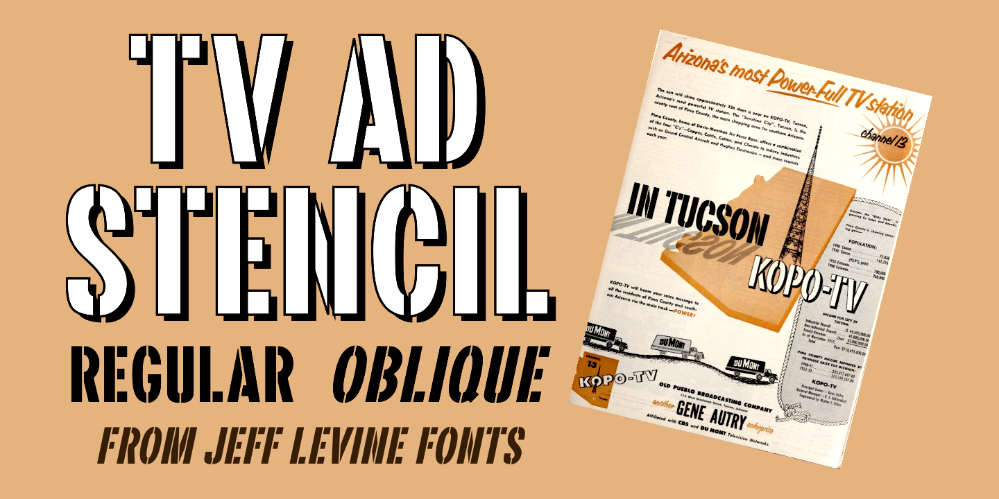 TV Ad Stencil JNL Font