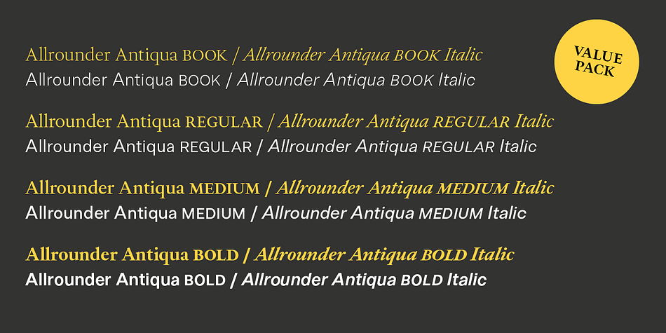 Allrounder Grotesk And Allrounder Antiqua Font | Fontspring