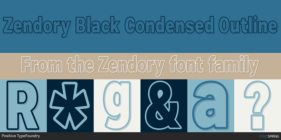 Zendory Black Condensed Outline Font