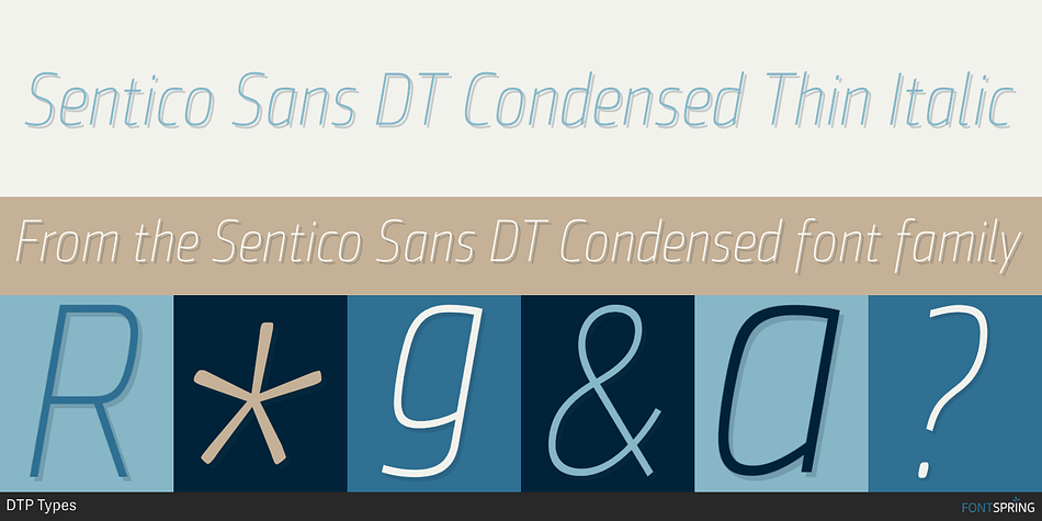 Sentico Sans DT Condensed Thin Italic Font
