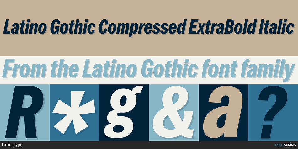 Latino Gothic Compressed ExtraBold Italic Font