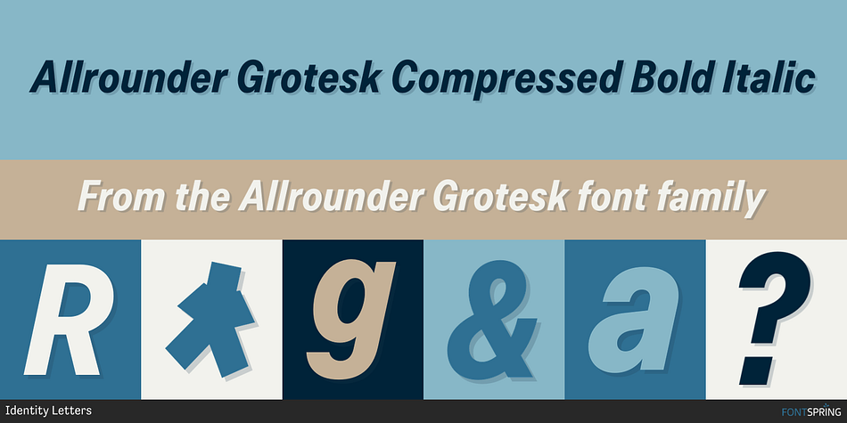 Allrounder Grotesk Compressed Bold Italic Font