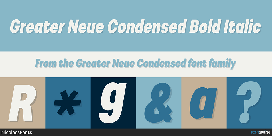Greater Neue Condensed Bold Italic Font