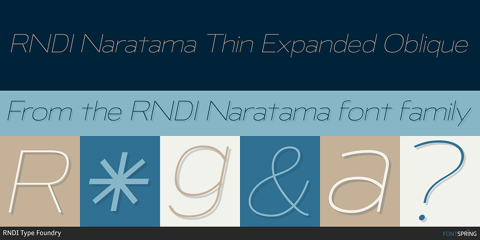 RNDI Naratama Thin Expanded Oblique Font