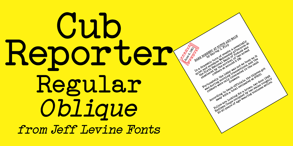 Cub Reporter JNL Font