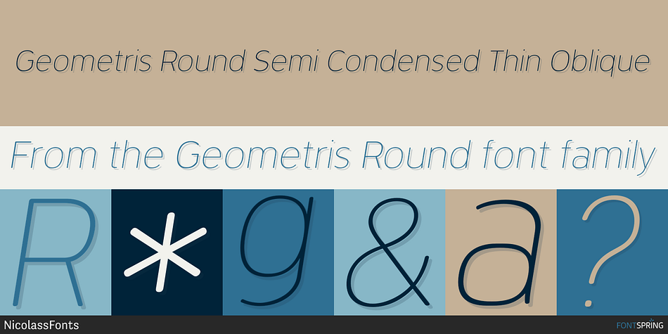 Geometris Round Semi Condensed Thin Oblique Font