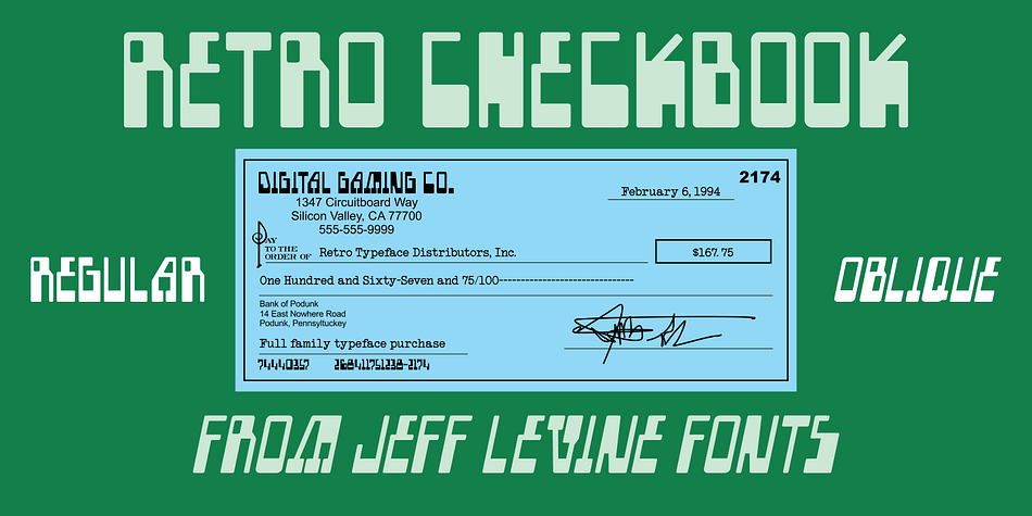 Retro Checkbook JNL Font