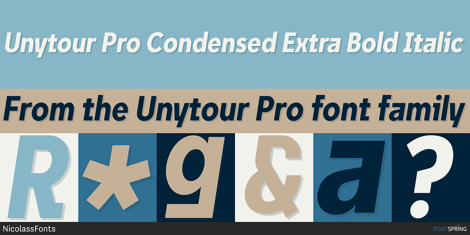 Unytour Pro Condensed Extra Bold Italic Font