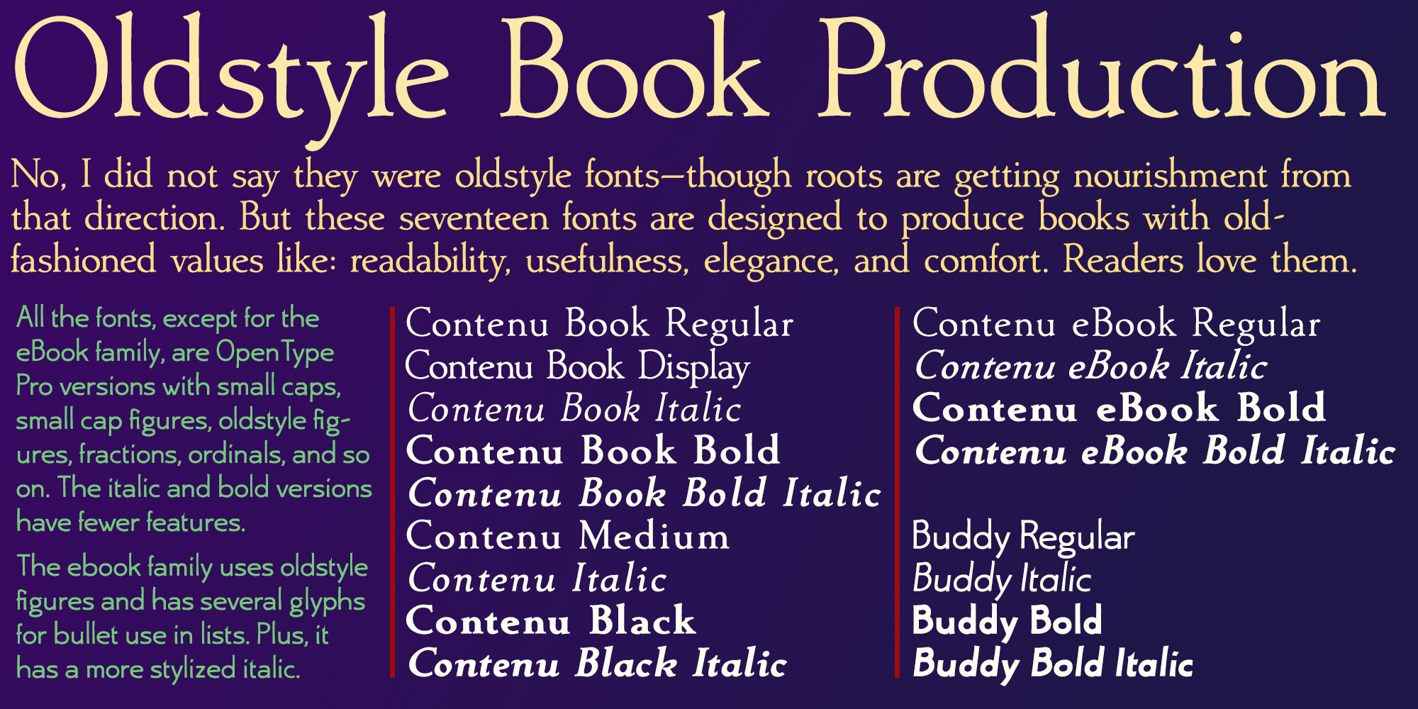 Oldstyle Book Production Font