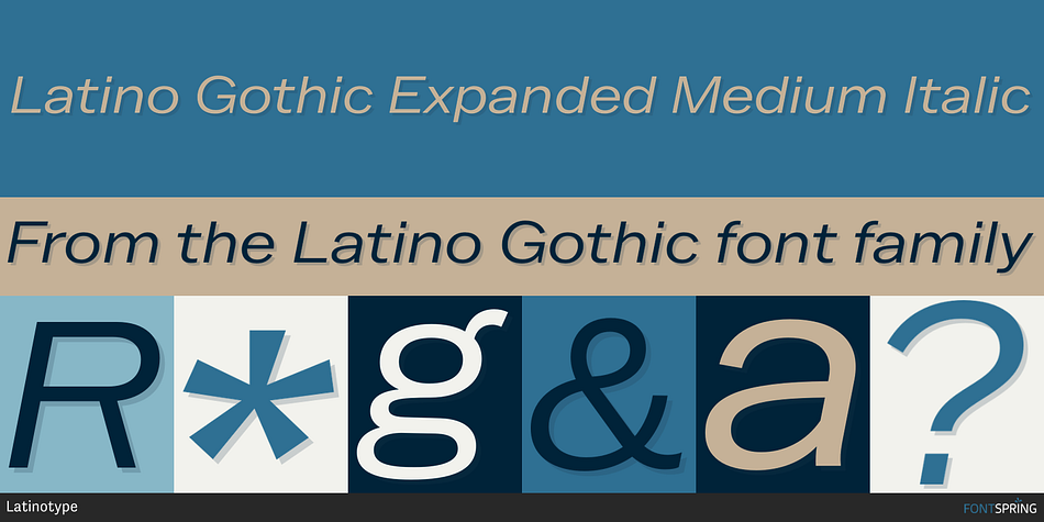 Latino Gothic Expanded Medium Italic Font
