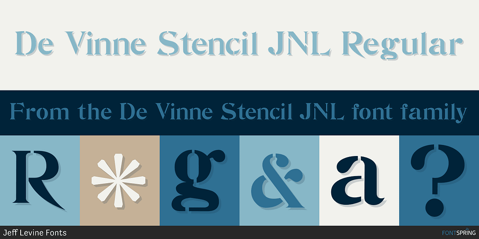 De Vinne Stencil JNL Font Family by Jeff Levine Fonts