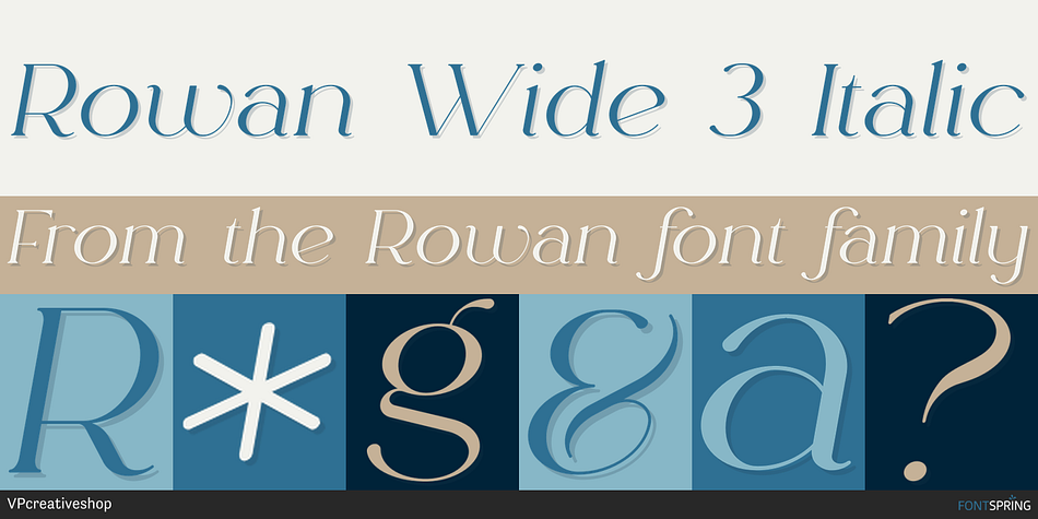 Rowan Wide 3 Italic Font