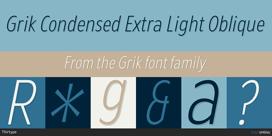 Grik Condensed Extra Light Oblique Font