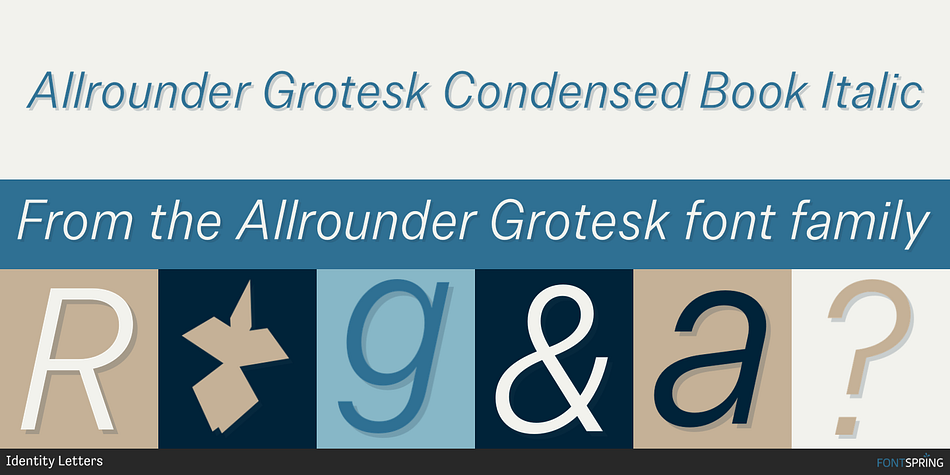 Allrounder Grotesk Condensed Book Italic Font
