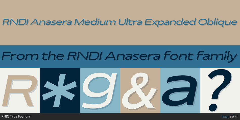 RNDI Anasera Medium Ultra Expanded Oblique Font