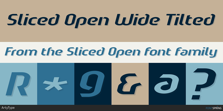 Sliced Open Wide Tilted Font
