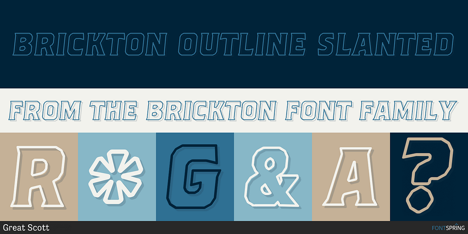 Brickton Outline Slanted Font