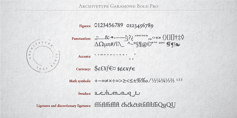 Archive Garamond Pro Font