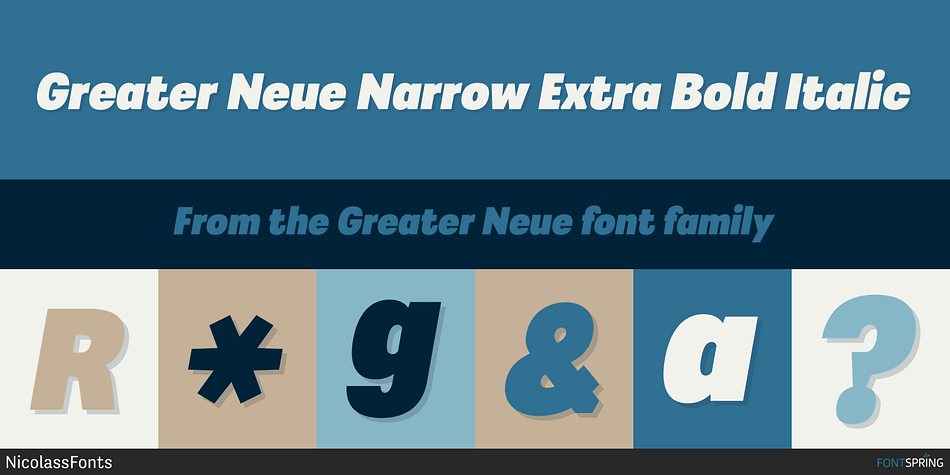 Greater Neue Narrow Extra Bold Italic Font