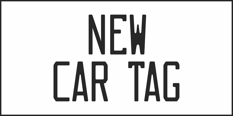 New Car Tag JNL Font