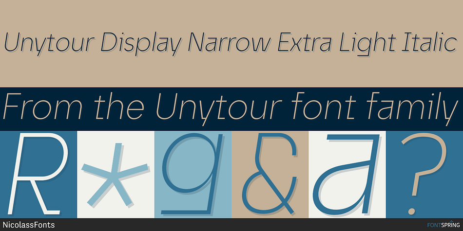 Unytour Display Narrow Extra Light Italic Font