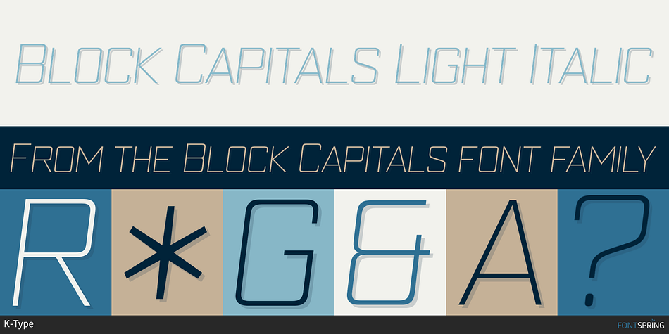 Block Capitals Light Italic Font